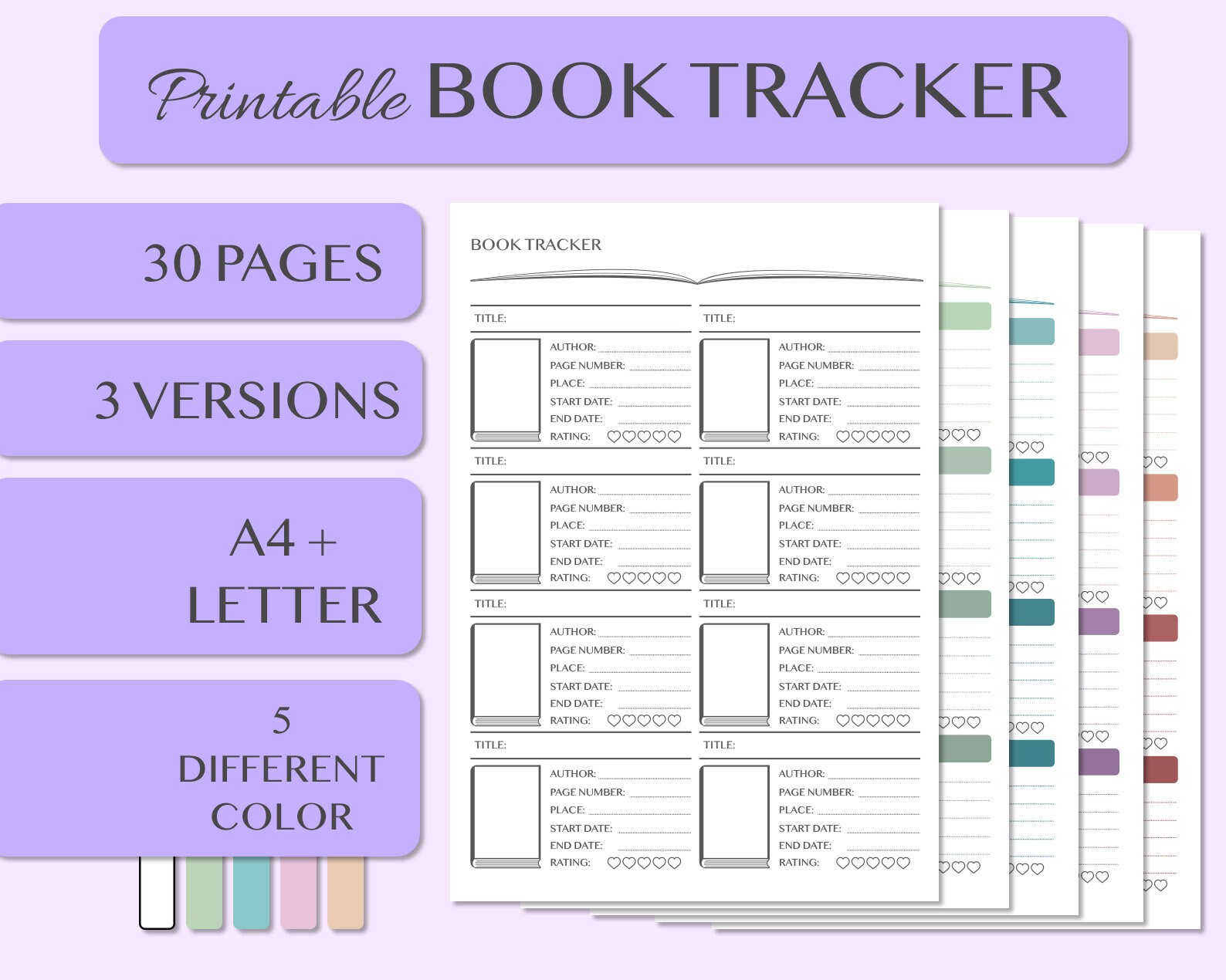Printable & Fillable Book Tracker, Reading Log, Book Reading List ...