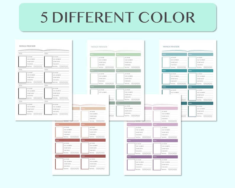Printable & Fillable Manga Tracker, Manga Reading Journal, Manga ...