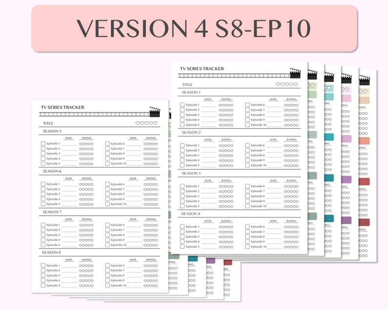Printable TV Series Tracker for Organizing, TV Show Journal, TV Episode ...