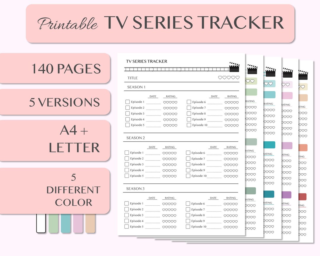 Printable TV Series Tracker for Organizing, TV Show Journal, TV Episode ...