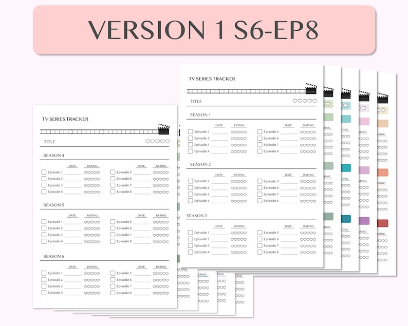 Printable TV Series Tracker for Organizing, TV Show Journal, TV Episode ...