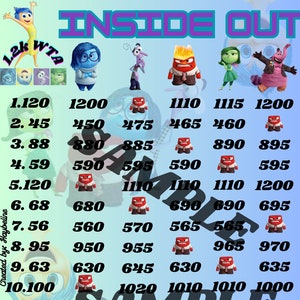 NEW! 1.2K WTA Bingo Board- Inside Out Theme- 2 for 1 - Etsy