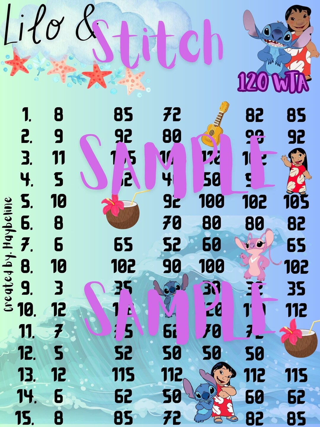 NEW! 120 Bingo Board- Lilo &stitch - Etsy