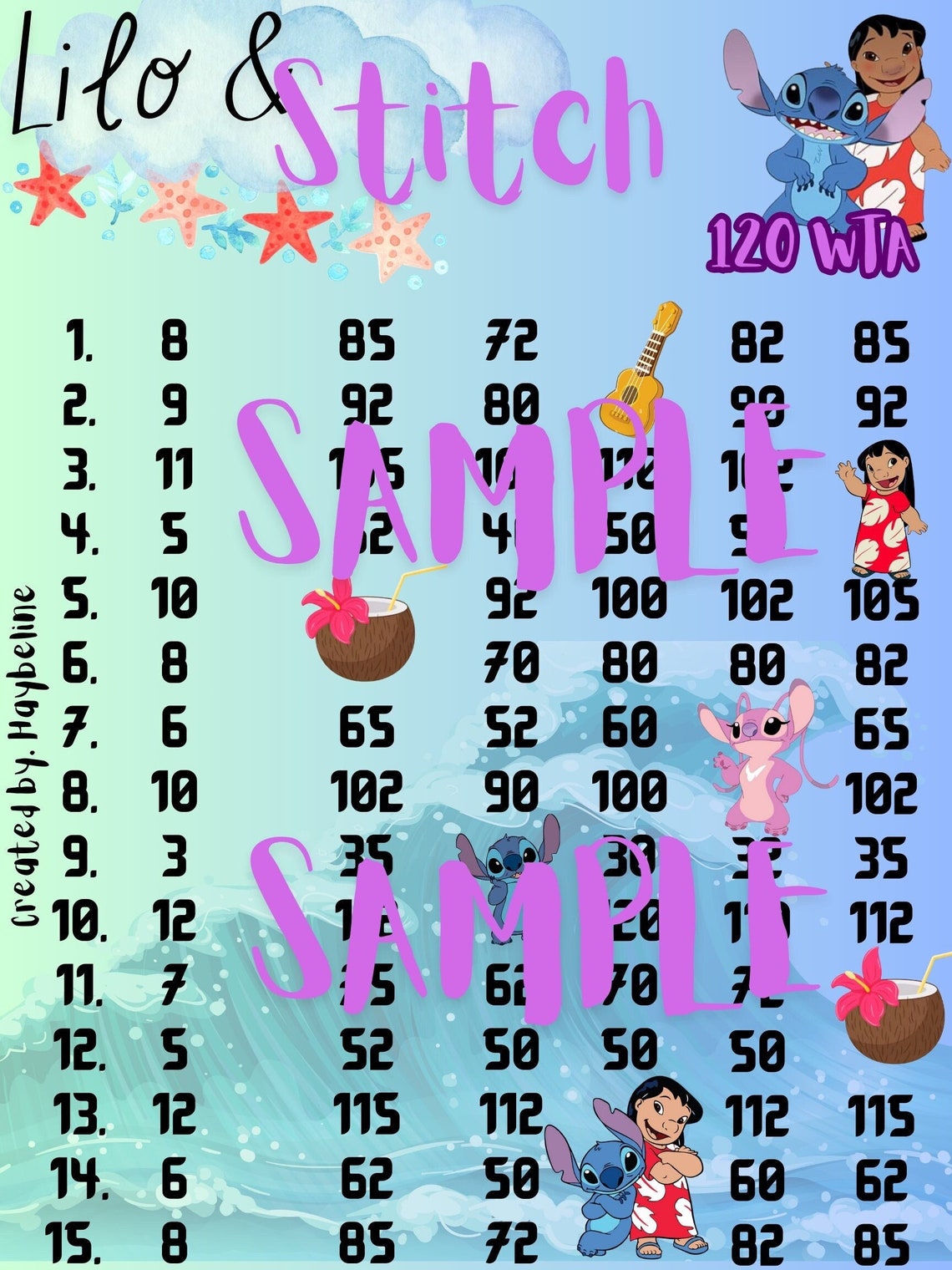 NEW! 120 Bingo Board- Lilo &stitch - Etsy