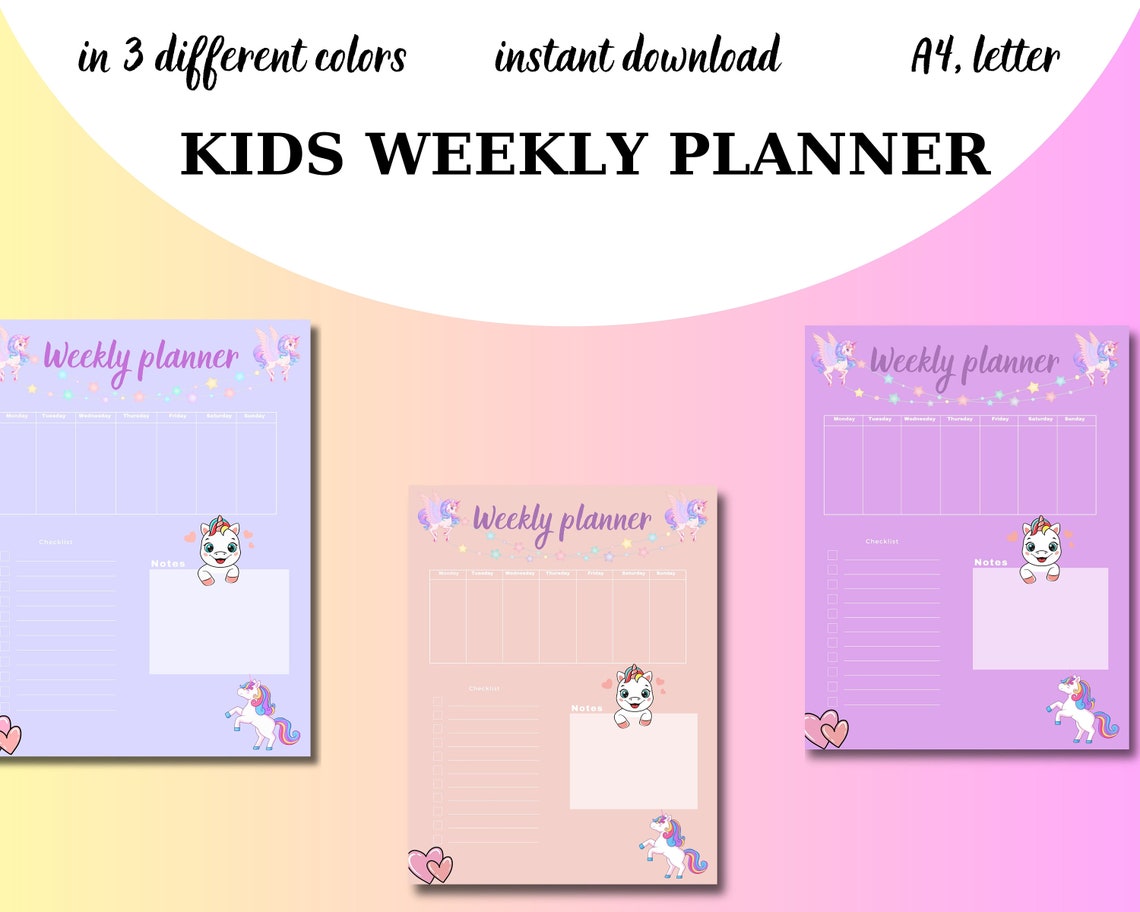 Editable Daily Schedule for Kids, Printable Daily Planner for Kids ...