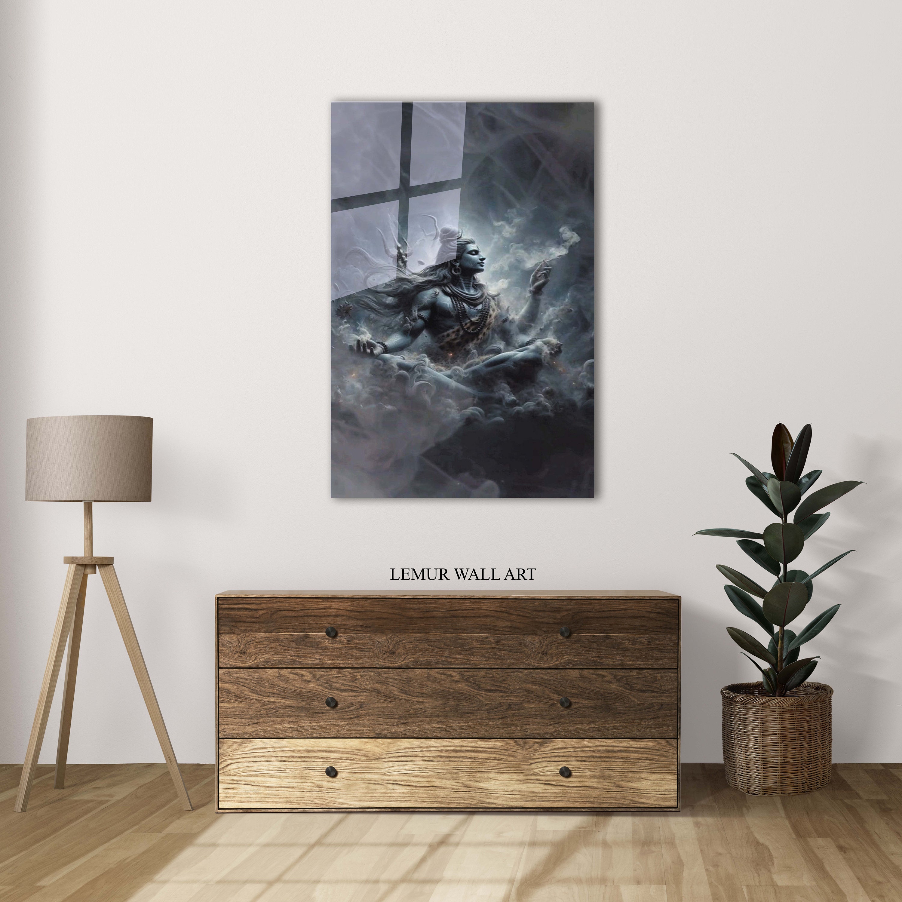 Tempered Glass Wall Art Shiva Wall Art Hinduism Wall Decor Abstract ...