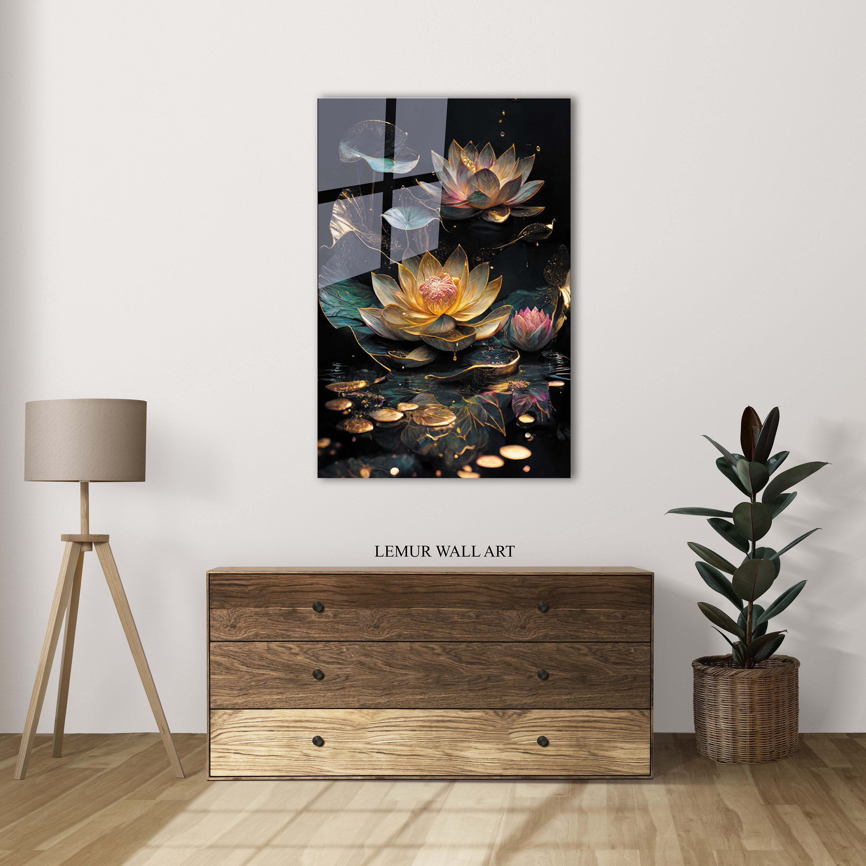 Lotus Flower Wall Decor,lotus Flower Art,tempered Glass Wall Art, Glass ...