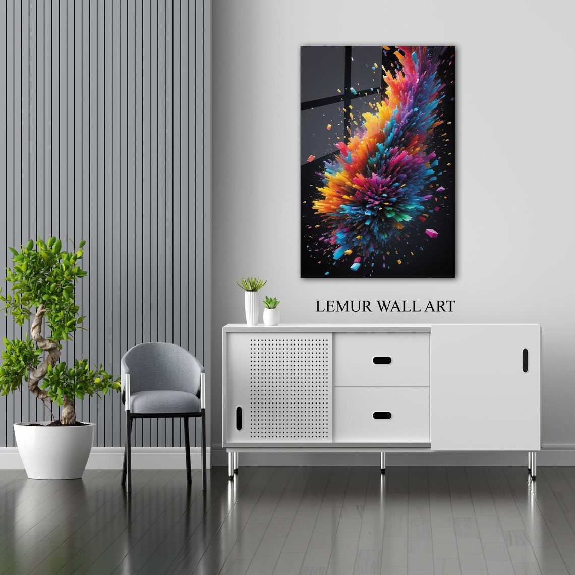 Abstract Glass Wall Art, Tempered Glass Colorful Wall Hanging, Modern ...