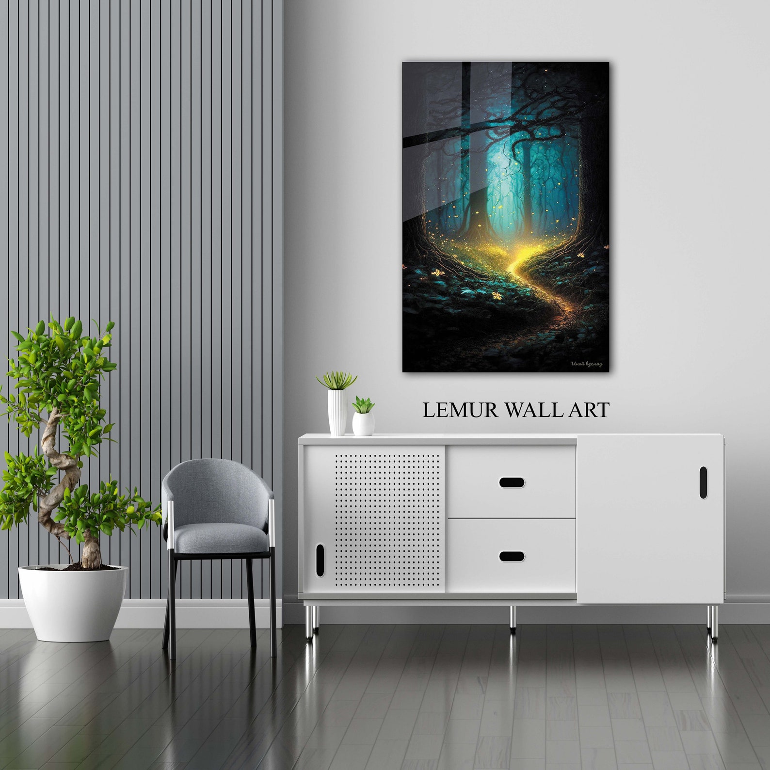 Electric Fireflies Forest Tempered Glass, Fantasy Forest Tempered Glass ...