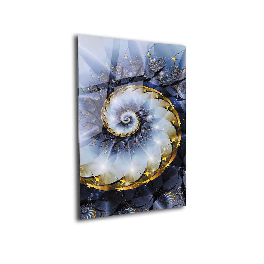 Abstraction Modern Marble Glass Print,blue Glass Print,gold Wall Decor ...