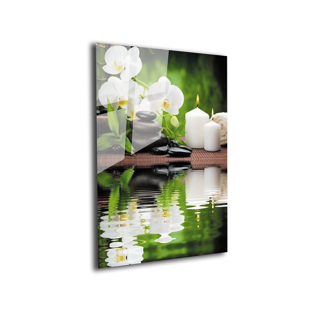 Orchid & Zen Stone Tempered Glass Wall Art, Panoramic Print - Etsy