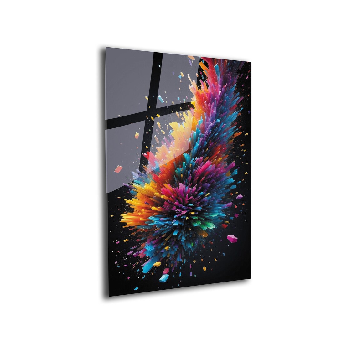 Abstract Glass Wall Art Tempered Glass Colorful Wall Hanging Modern Wall Decor Glass Wall Art 