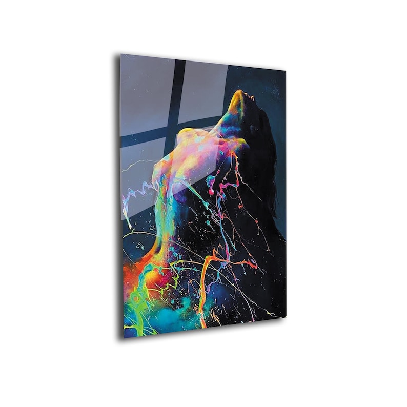 Abstract Woman Tempered Glass Wall Art: Vivid Modern Decor - Etsy