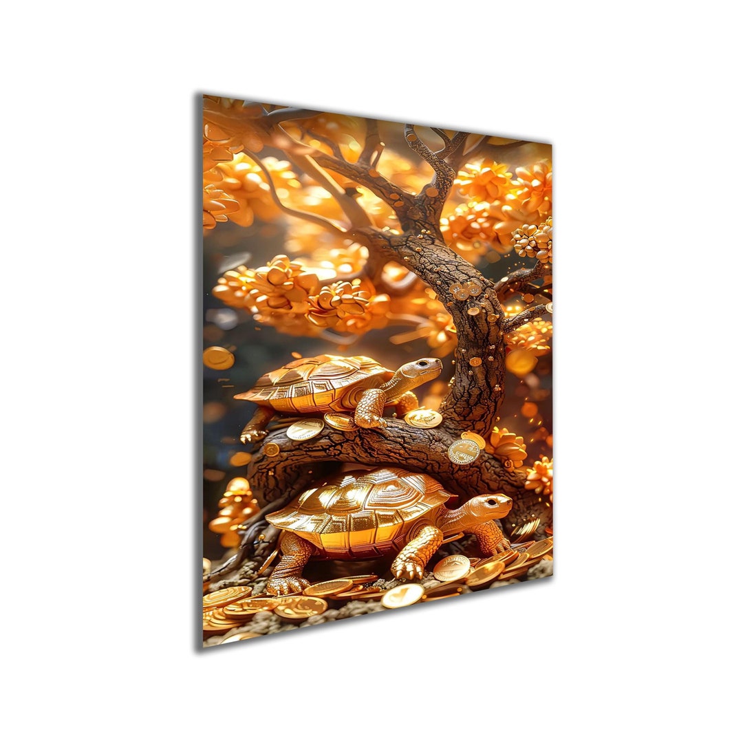 Money Turtles, Gold Wall Art, Chance Turtles Wall Art , Extra Large ...