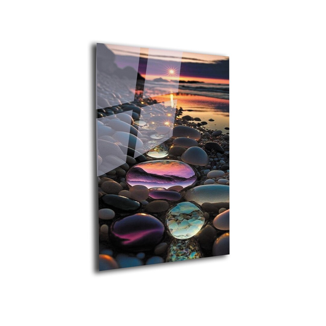 Zen Beach Stones Tempered Glass Wall Art, Stained Glass Home Decor - Etsy