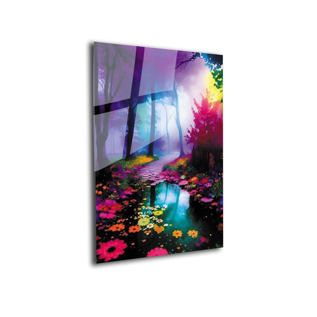 Electric Fireflies Forest Tempered Glass Print, Psychedelic Wall Art - Etsy