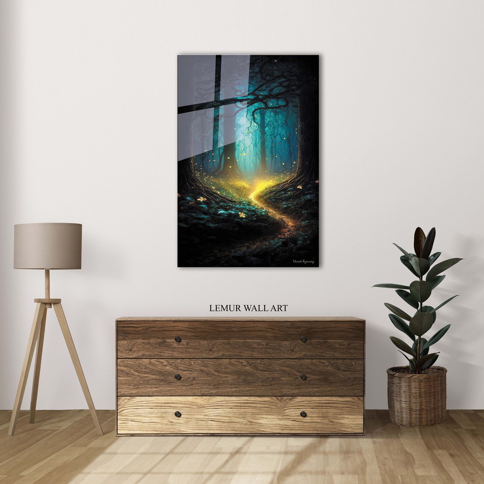 Electric Fireflies Forest Tempered Glass, Fantasy Forest Tempered Glass ...