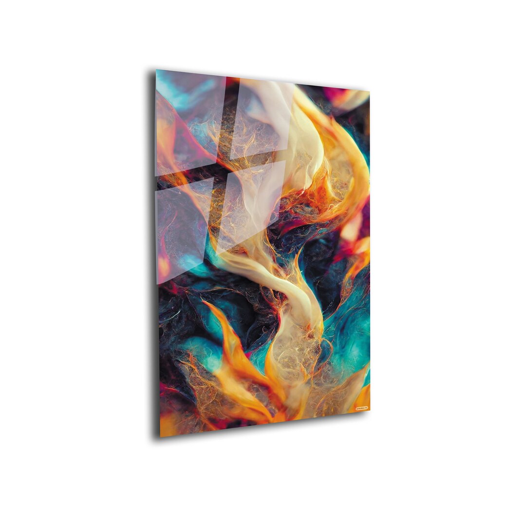Colorful Abstract Glass Wall Art, Colorful Glass Print, Colorful ...