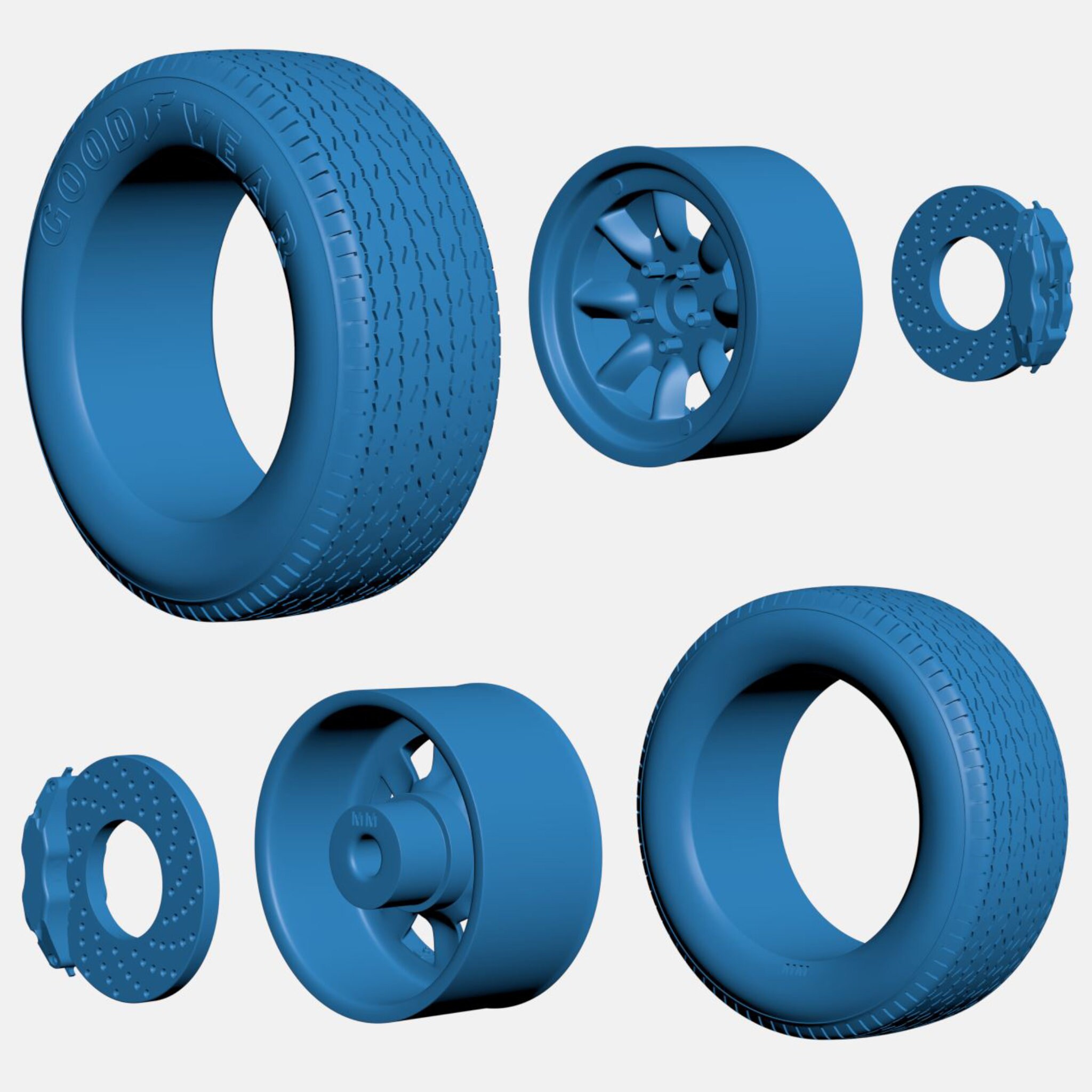 1/24 Resin 15x8 Minilite Wheels, Goodyear Blue Streak Tires, W/ Brakes ...