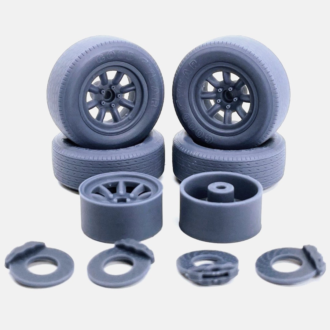 1/24 Resin 15x8 Minilite Wheels, Goodyear Blue Streak Tires, W/ Brakes ...