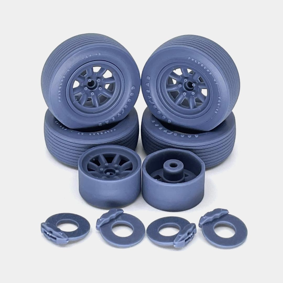 1/24 Resin 15x8 Inch Minilite and Goodyear Polyglas W/ Brakes, 1:24 ...