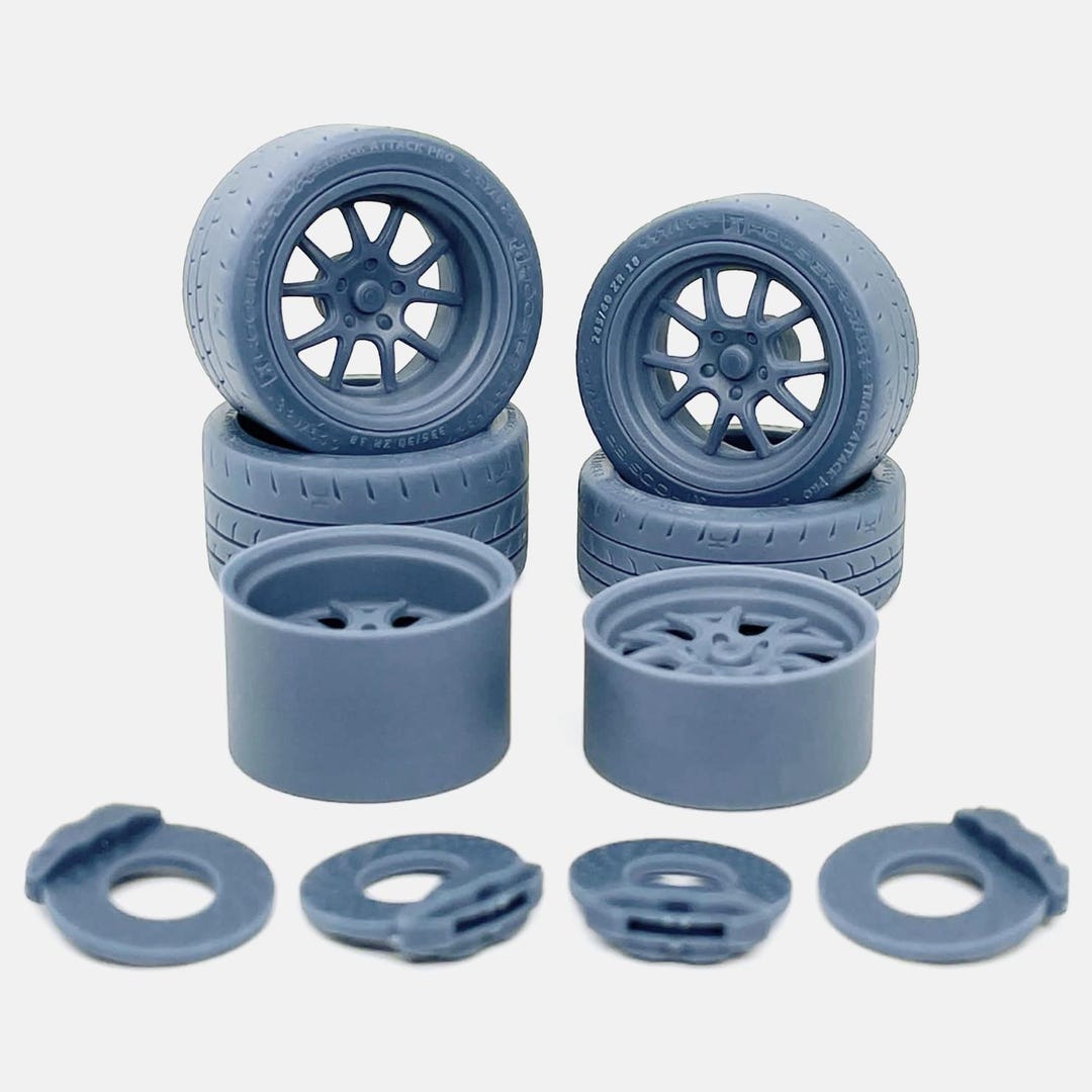 1/24 Resin Rocket Attack Wheels, Hoosier Track Attack Tires & Brakes ...