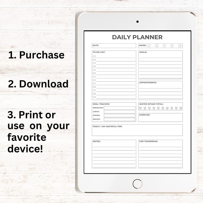 Minimalist Printable Daily Planner, Printable Agenda, Daily Planner ...