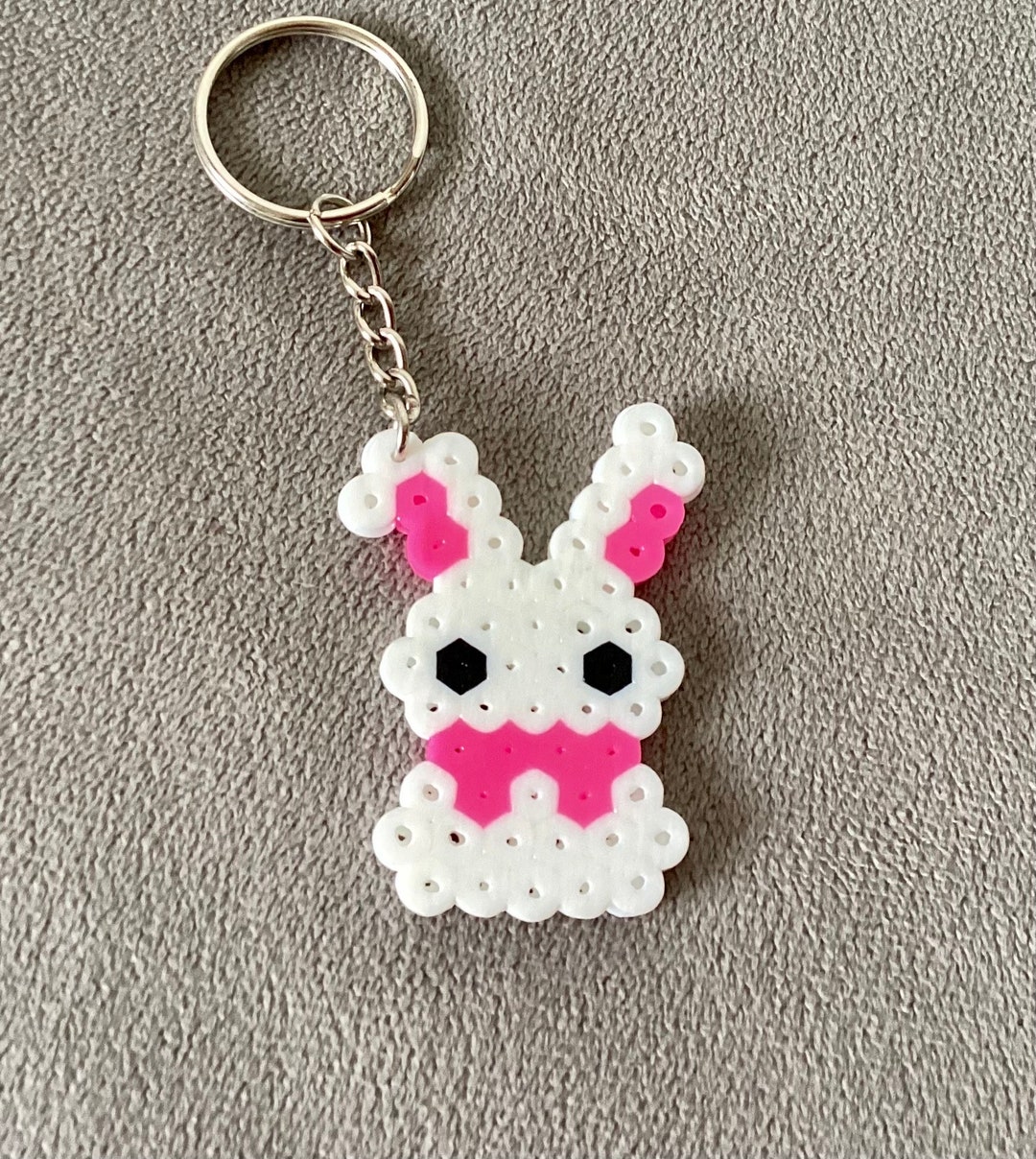 Bunny Perler Bead Character Keychain - Etsy