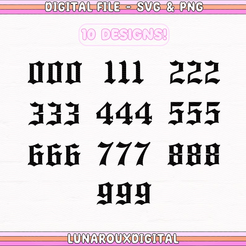 Angel Numbers Png Svg Design Bundle for Shirts, Totes, Hoodies ...