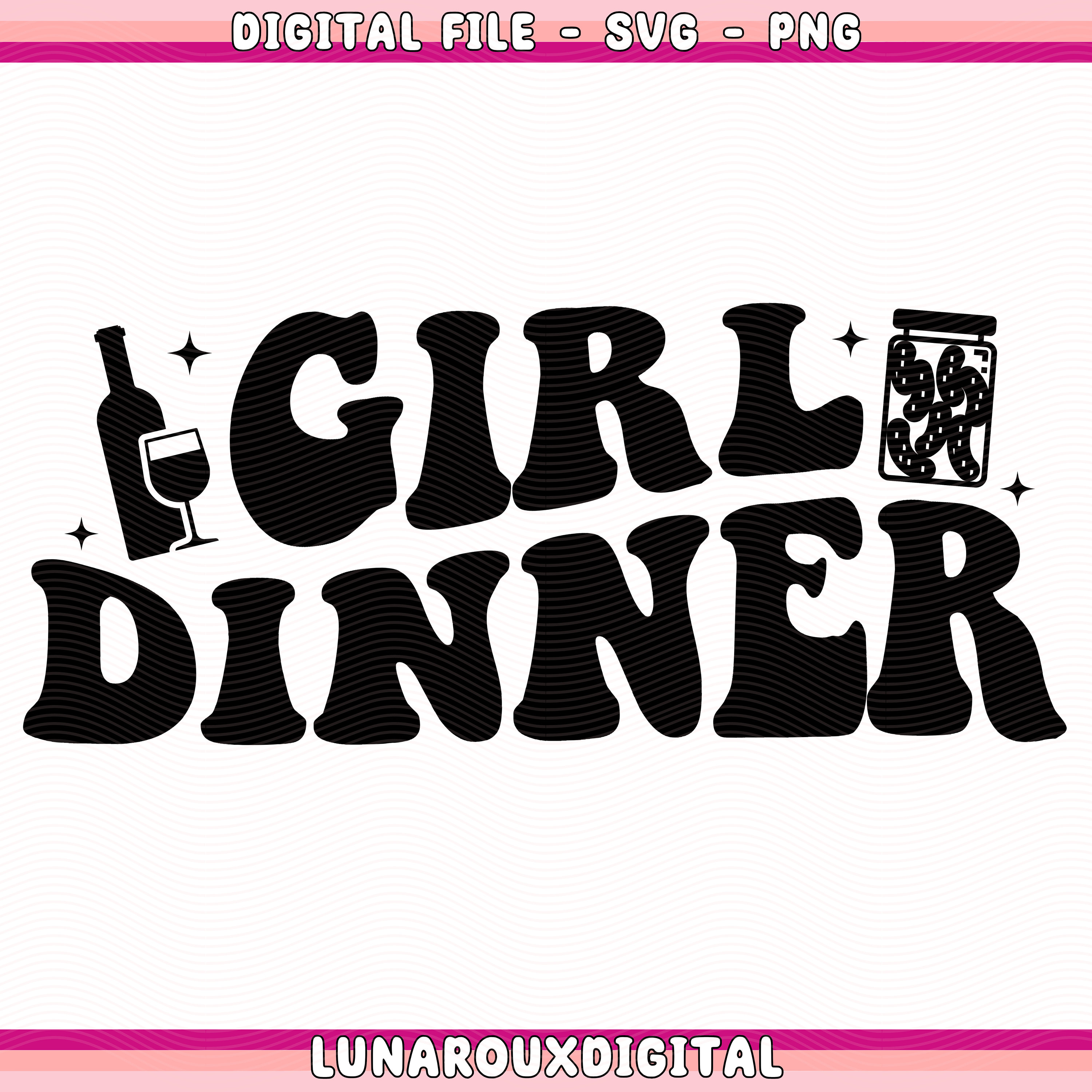 Girl Dinner Svg Png, Funny Tiktok Trend Svg, Wavy Text Svg for Cricut ...