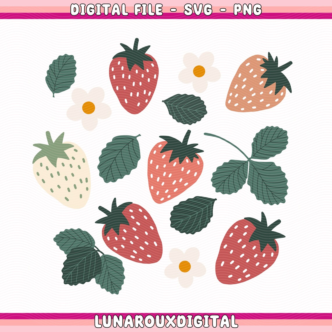 Strawberry Cottagecore Svg, Kawaii Fruit Svg, Botanical Aesthetic Png ...