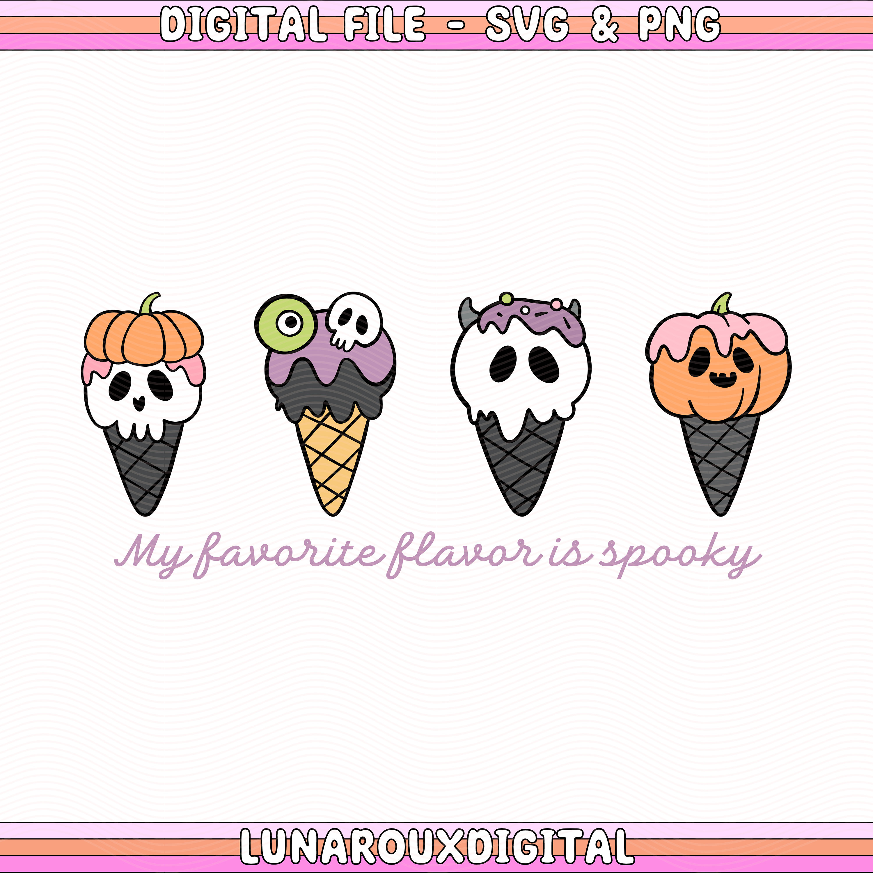 My Favorite Flavor is Spooky Ice Cream Svg Png Design for Shirts, Totes ...