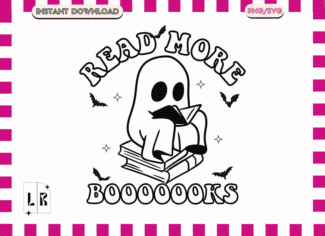 Read More Booooks SVG Png Retro Ghost SVG Trendy Halloween - Etsy