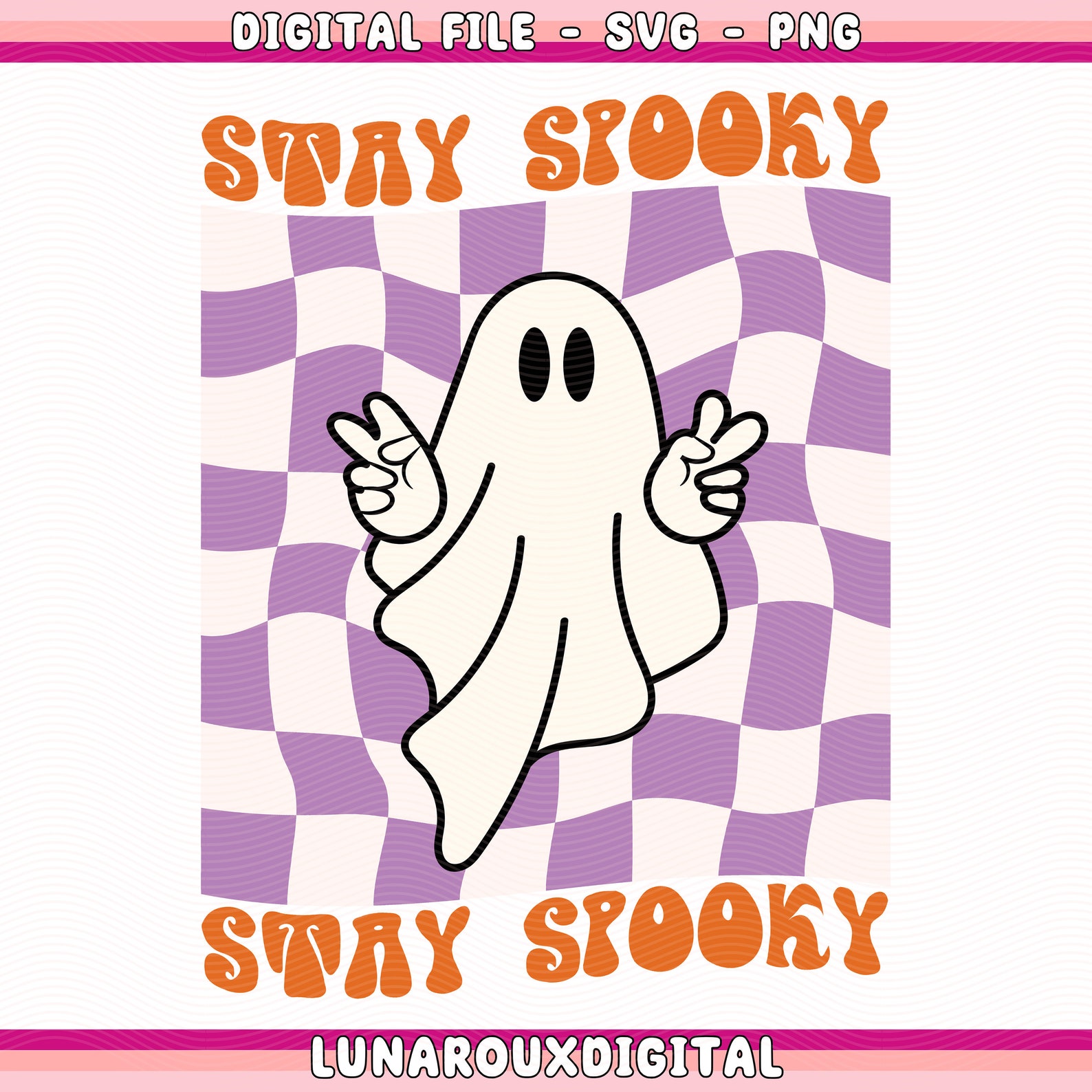 Stay Spooky Svg, Checkered Ghost Svg, Ghost Outline Svg, Checkered ...
