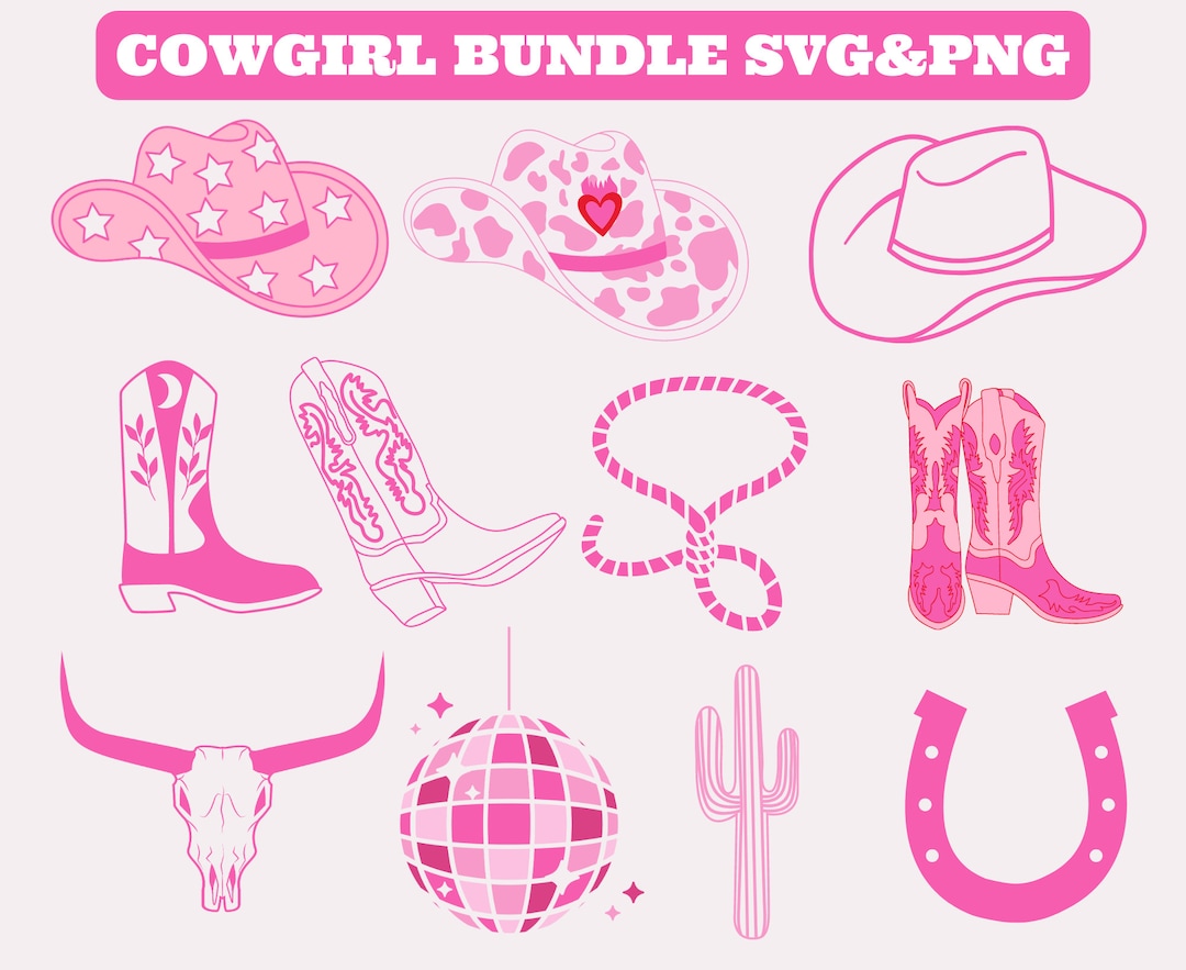 Cowgirl Svg Bundle, Cowgirl Hat Svg, Cowgirl Boots Svg, Cow Skull Svg ...
