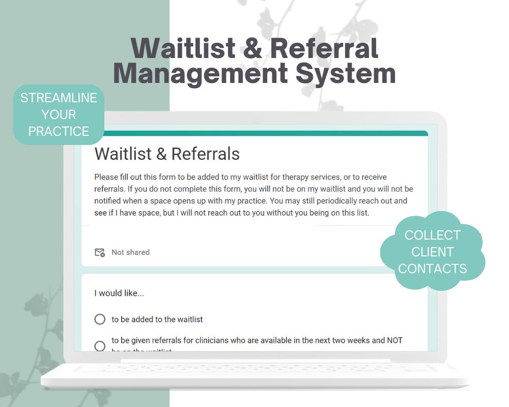 Solo Practice | Google Workspace Forms Template | Therapy Waitlist ...