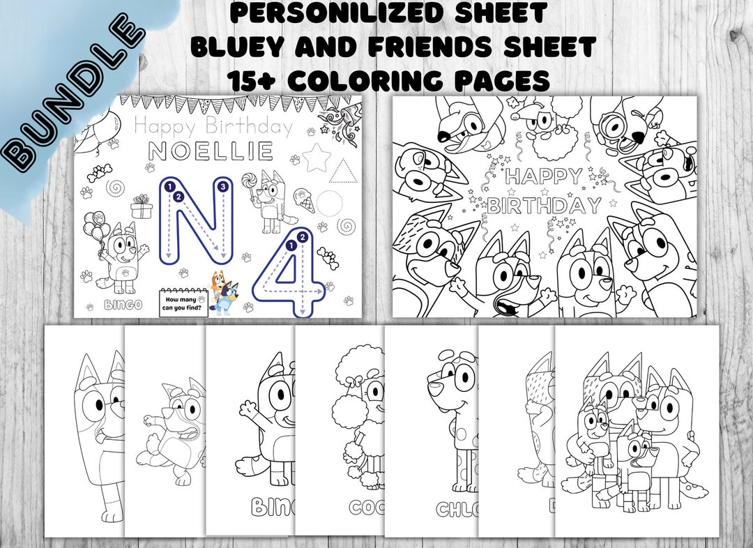 Bluey Activity Placemat Bundle Coloring Pages Bluey and - Etsy