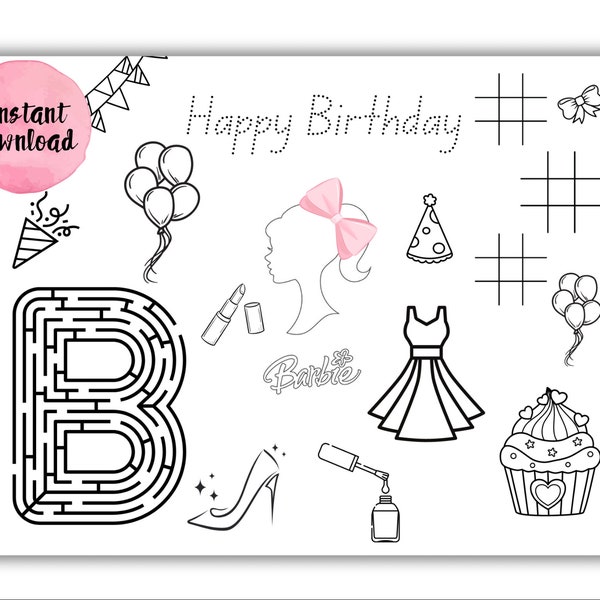 Barbie Activity Sheet - Etsy