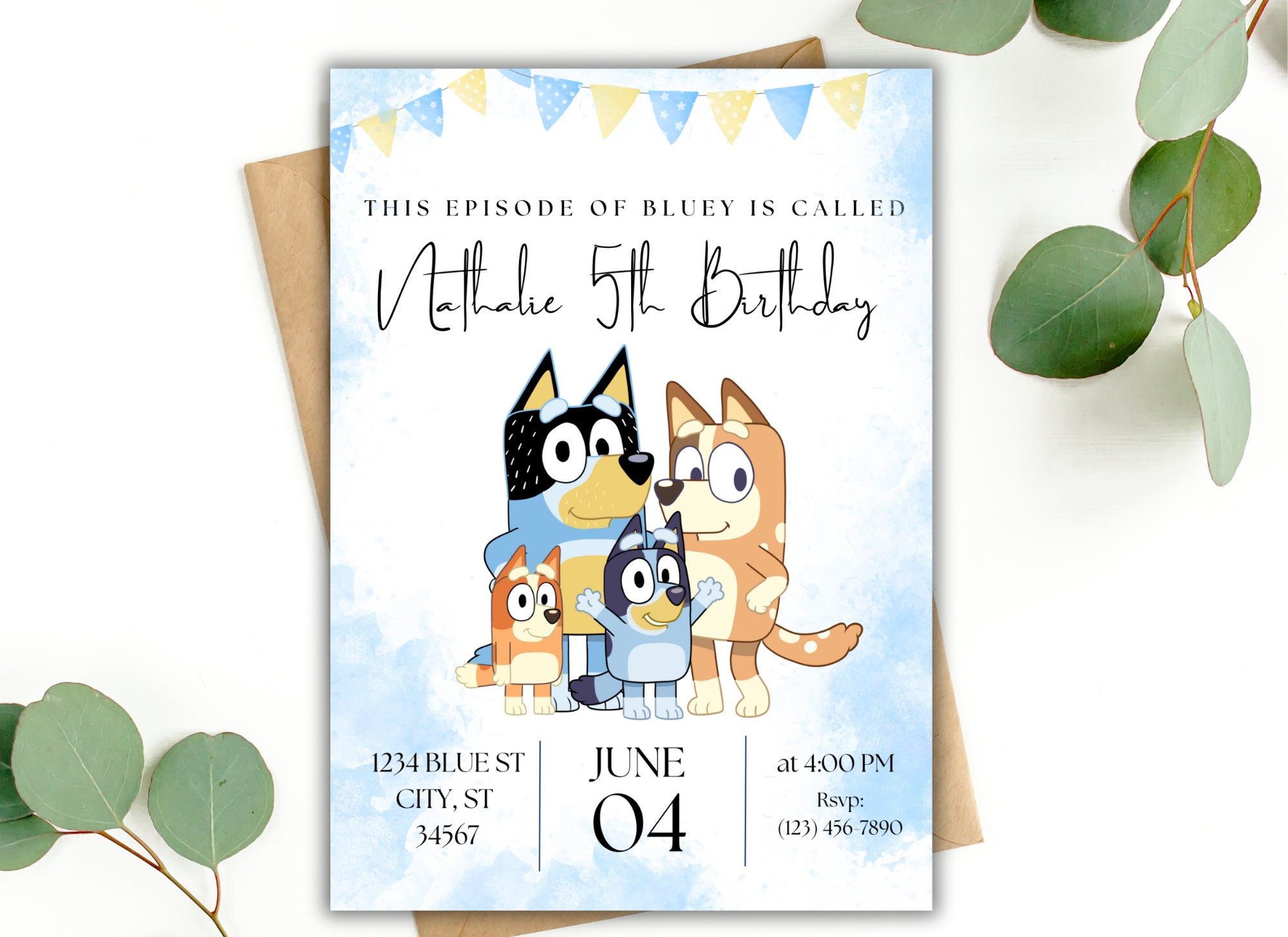 Invitación de cumpleaños de Bluey / Invitación de Bluey / - Etsy México