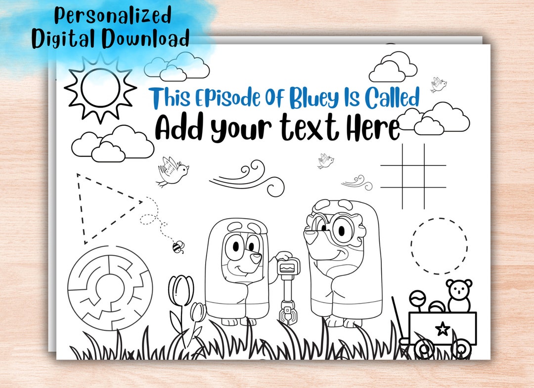 Bluey Personalized Activity Sheet Bluey Coloring Pages - Etsy