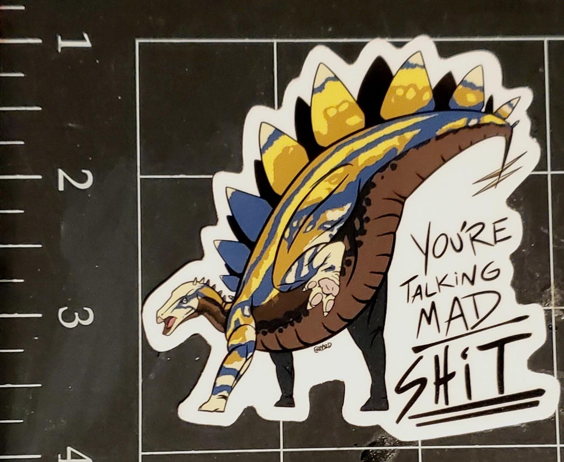 Stegosaurus - You're in Thagomizer Range - Dinosaur Sticker - Etsy