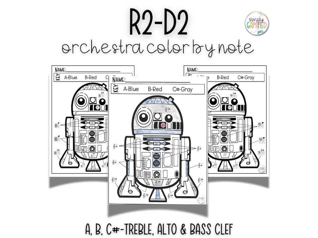 R2-D2 Orchestra Color by Note Print + Go Worksheets - Etsy