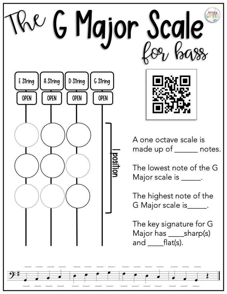 G Major Scale Worksheets one Octave-portrait for Violin - Etsy