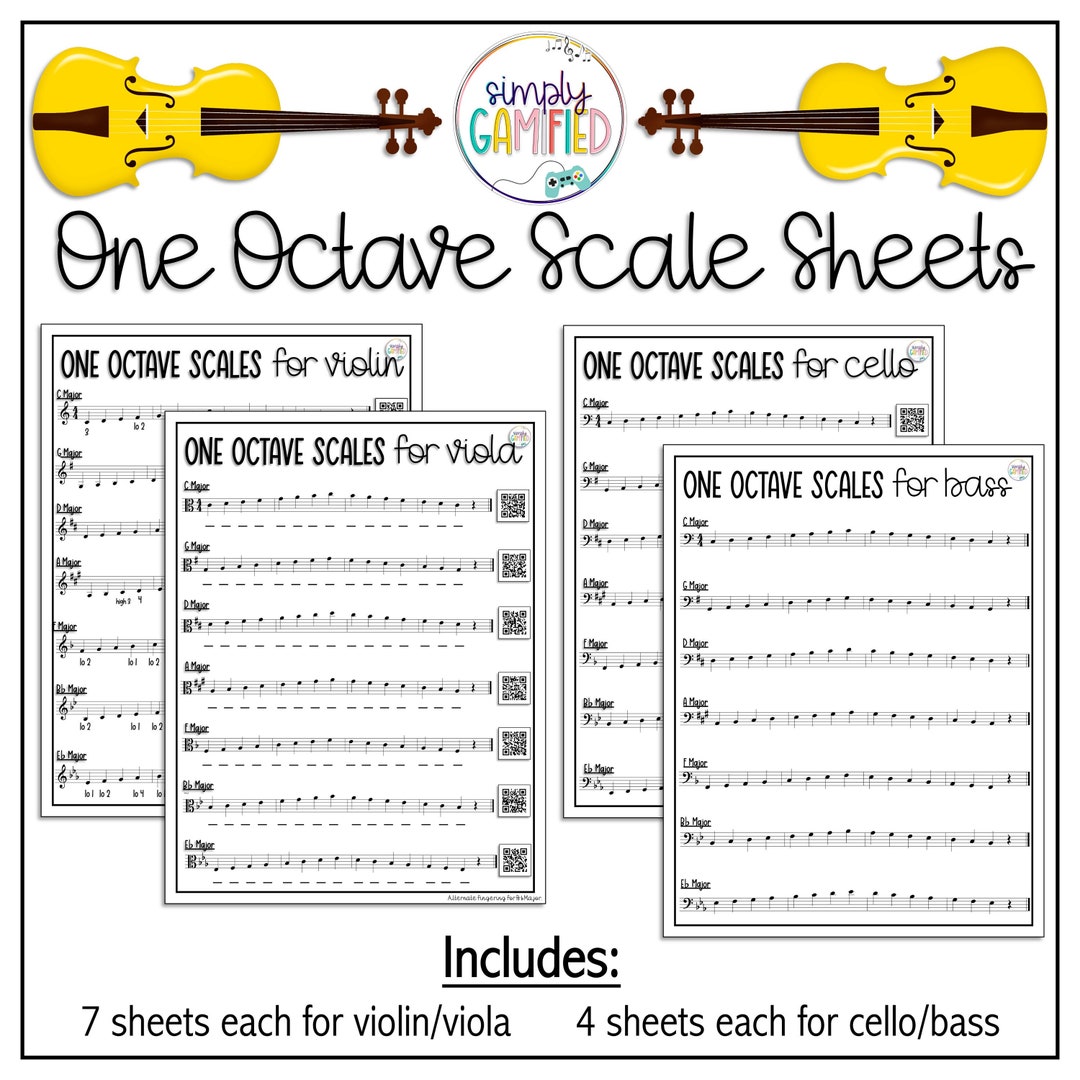 One Octave Scale Sheets for Violin Viola Cello and - Etsy
