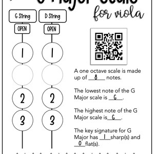 G Major Scale Worksheets (one Octave-portrait) | for Violin, Viola ...
