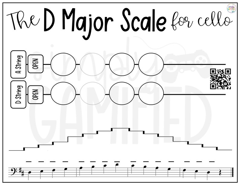 D Major Scale Worksheets Bundle (one Octave-landscape)| Violin, Viola ...