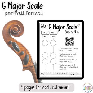 G Major Scale Worksheets (one Octave-portrait) | for Violin, Viola ...