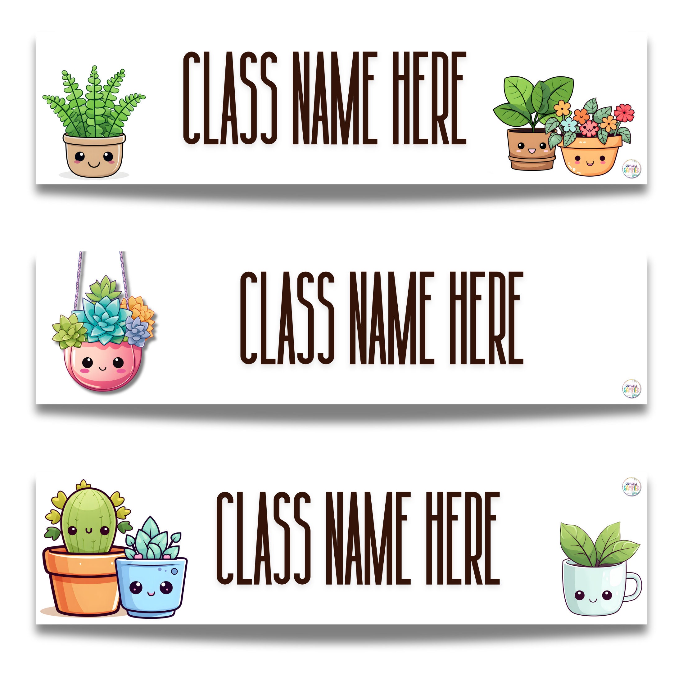 Succulents Google Classroom Headers and Canvas Banner-canva TEMPLATE - Etsy