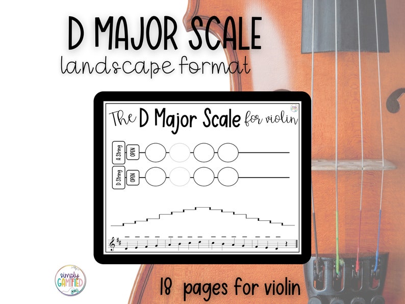D Major Scale for the Violin one Octave-landscape Violin - Etsy
