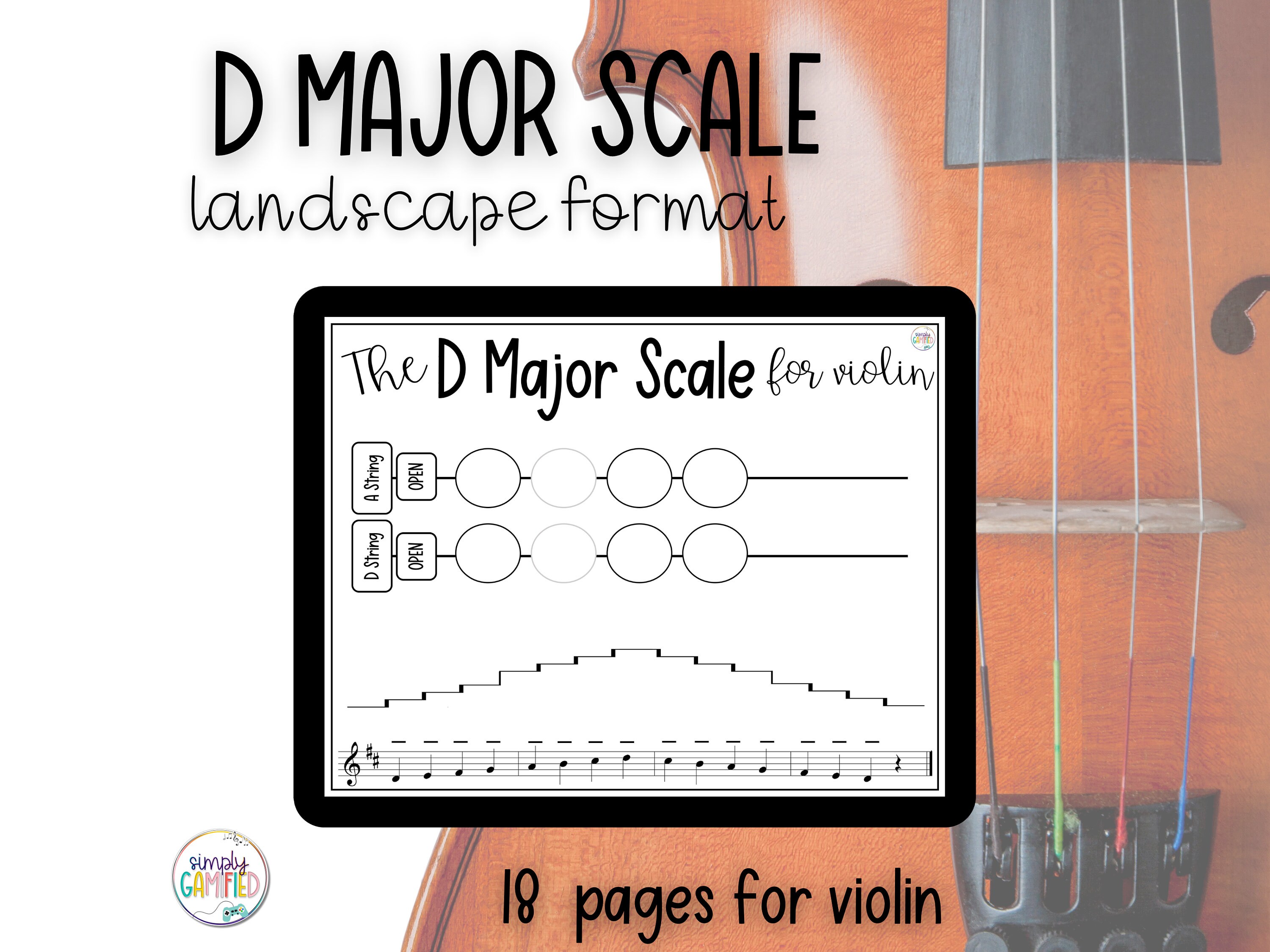D Major Scale for the Violin one Octave-landscape Violin - Etsy